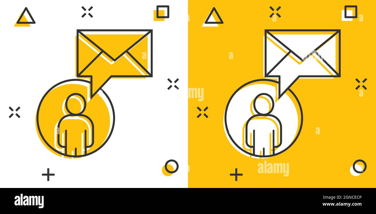 People with envelope icon in comic style. Email receive cartoon vector ...