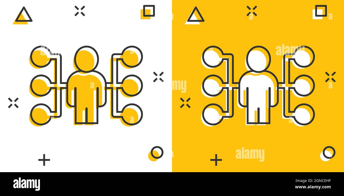 Corporate organization chart people vector icon in comic style. People ...