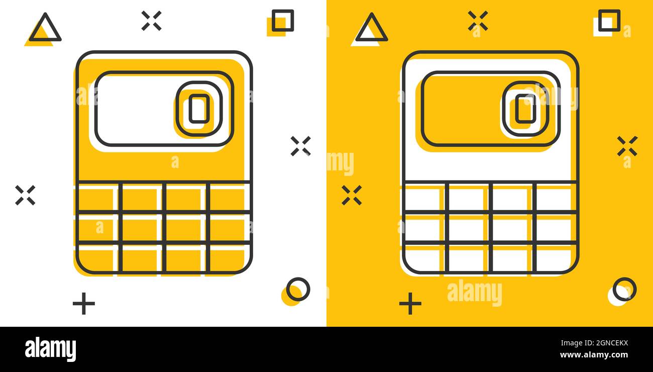 Calculator icon in comic style. Calculate cartoon vector illustration ...