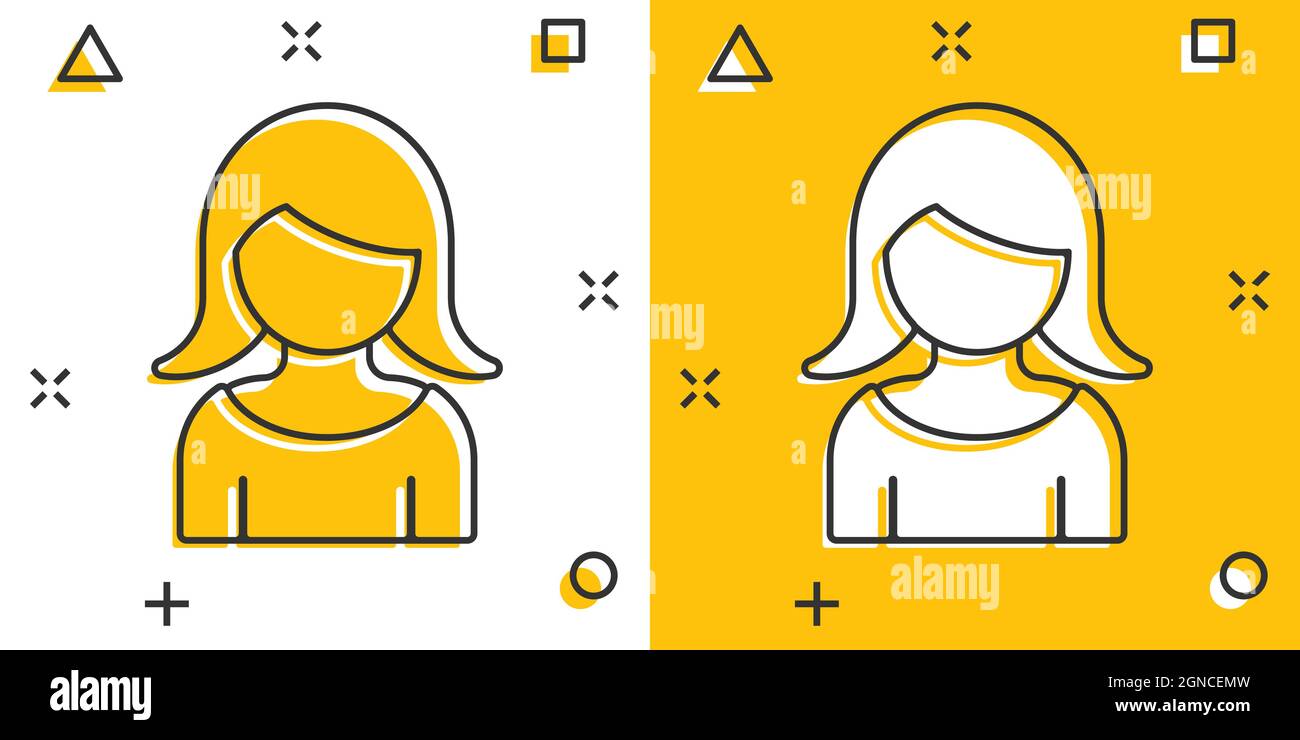 Woman face icon in comic style. People cartoon vector illustration on ...