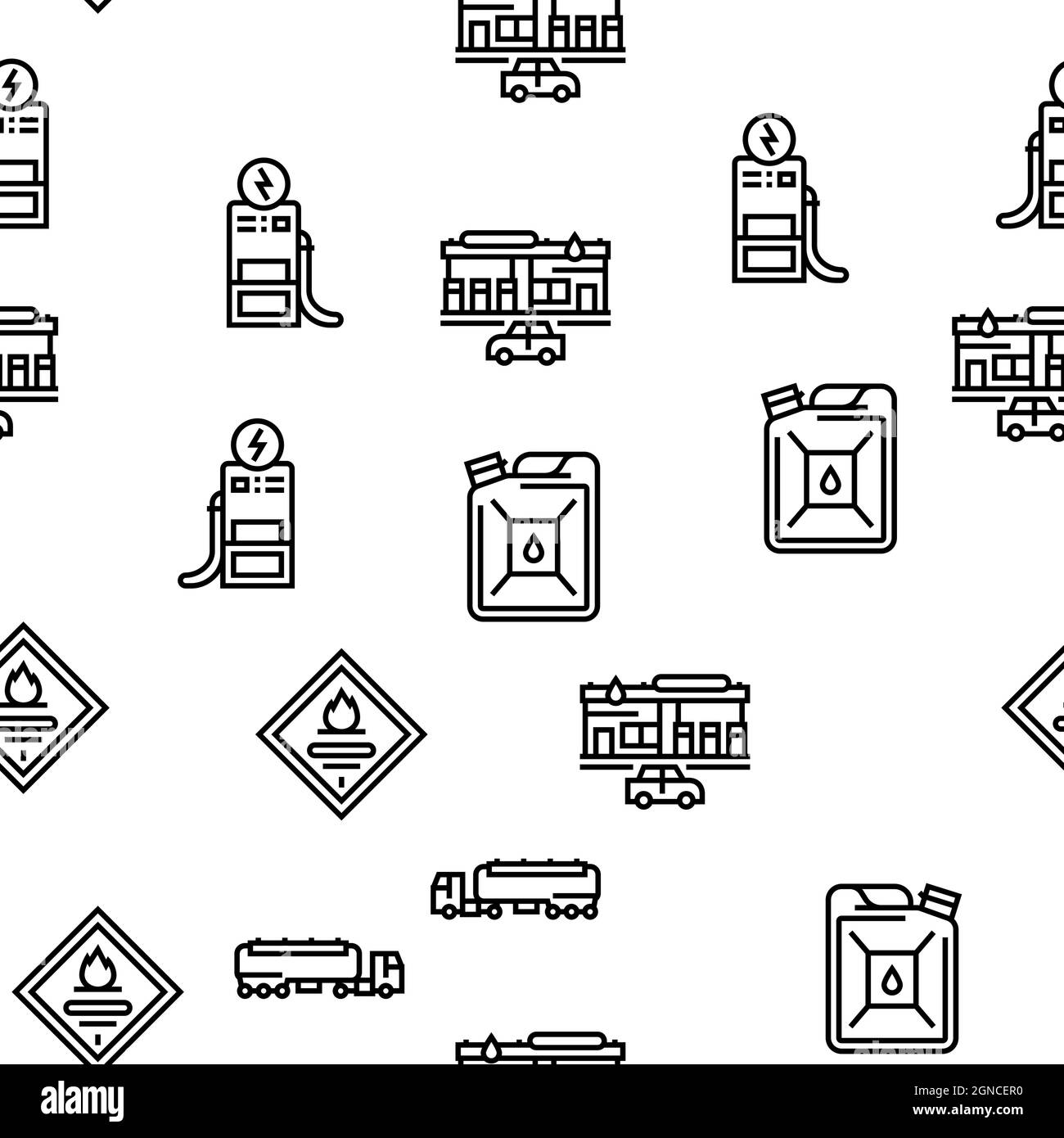 Gas Station Refueling Equipment Vector Seamless Pattern Stock Vector ...