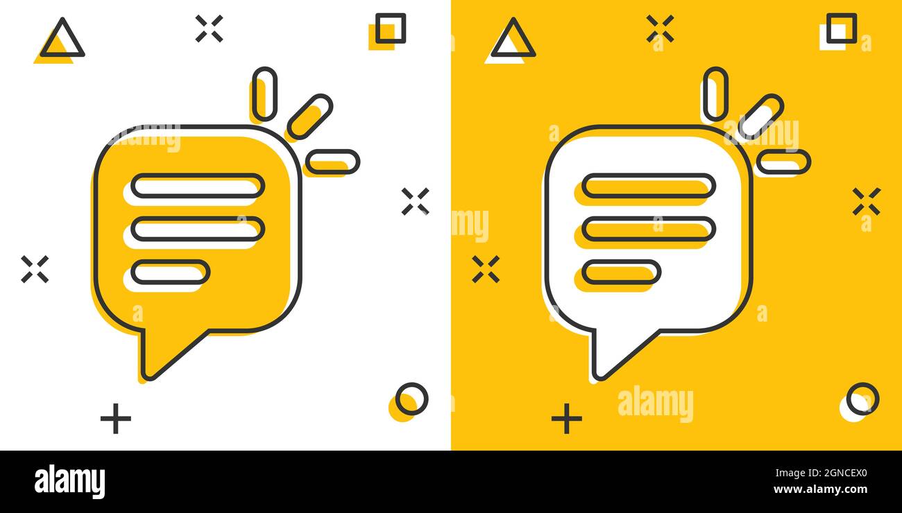 Speak chat sign icon in comic style. Speech bubbles cartoon vector ...