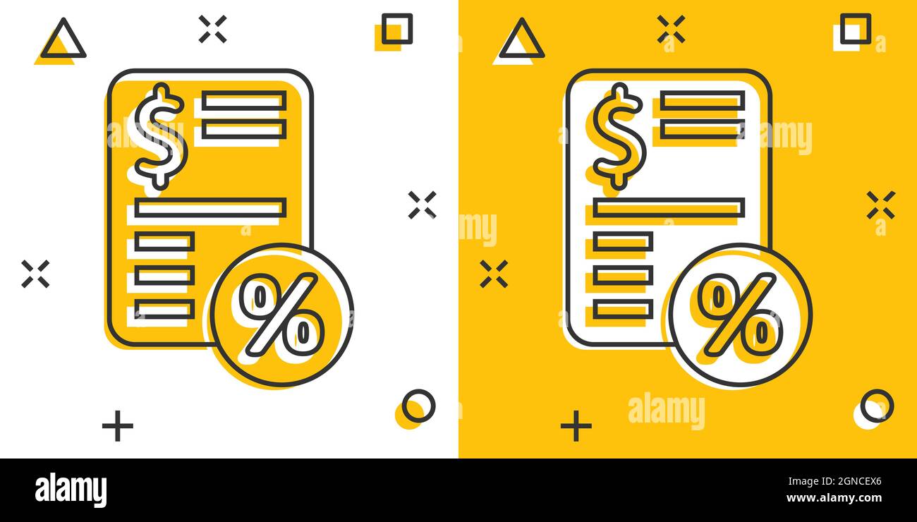 Tax payment icon in comic style. Budget invoice cartoon vector ...
