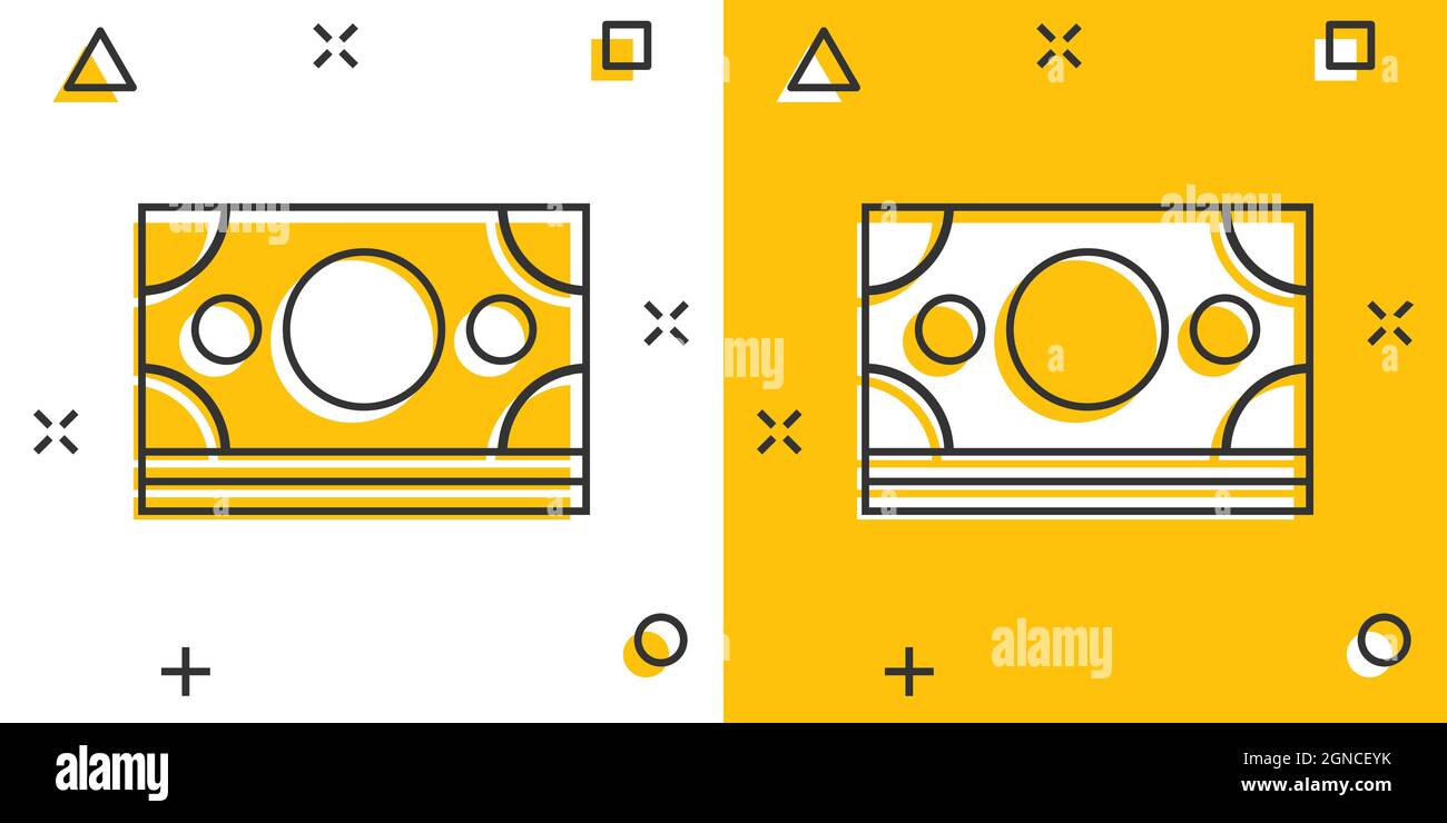 Dollar currency banknote icon in comic style. Dollar cash cartoon ...