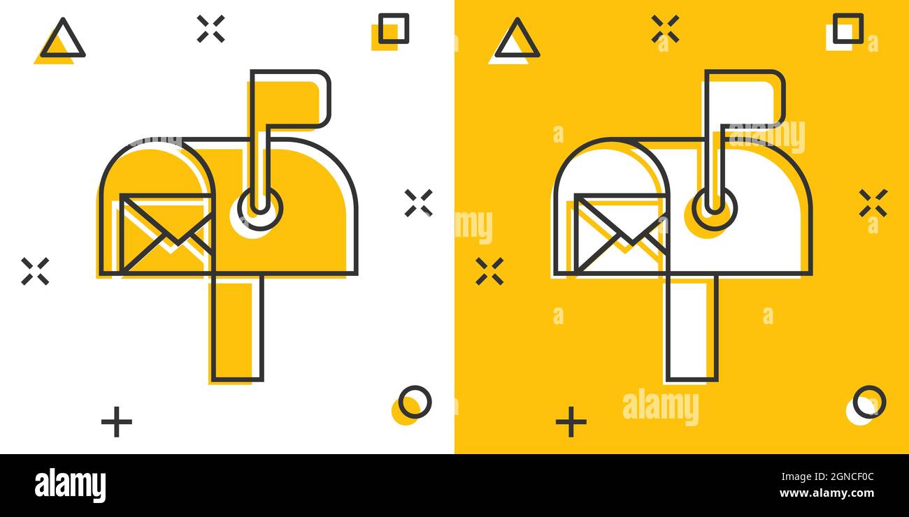 Mailbox icon in comic style. Postbox cartoon vector illustration on ...