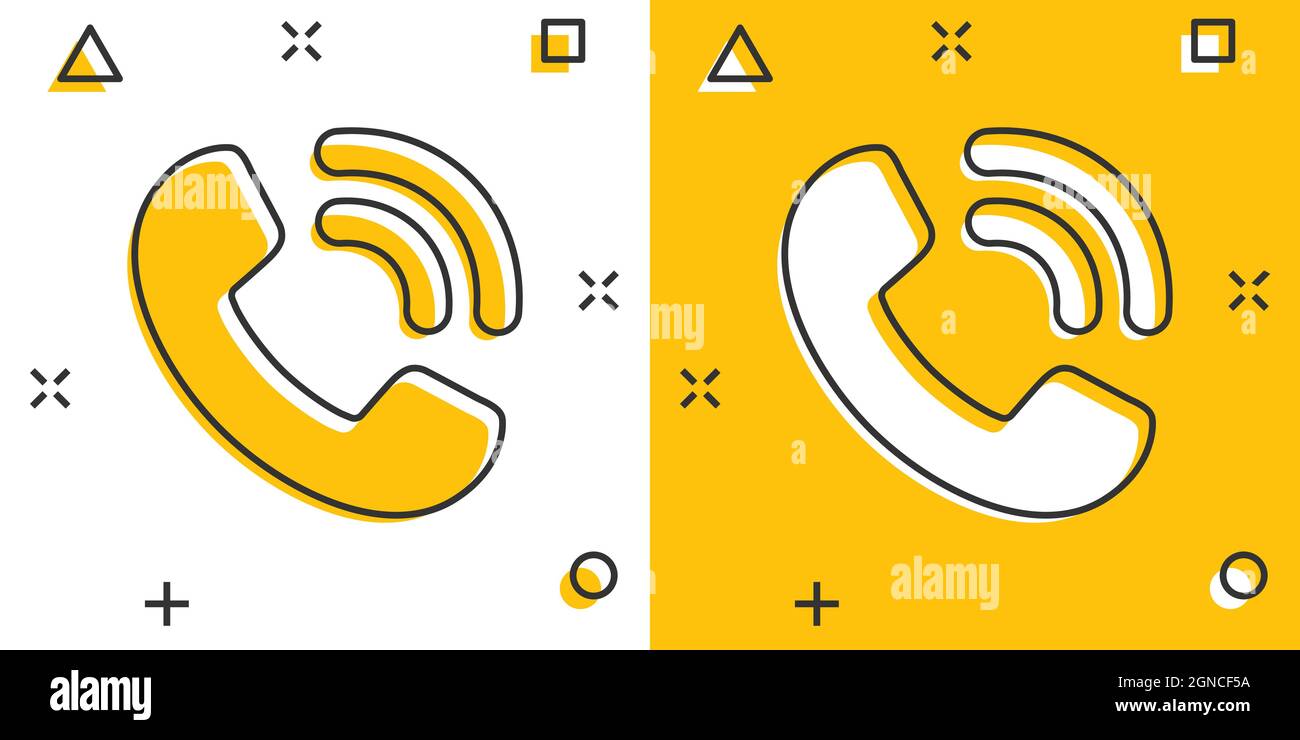 Mobile phone icon in comic style. Telephone talk cartoon vector ...