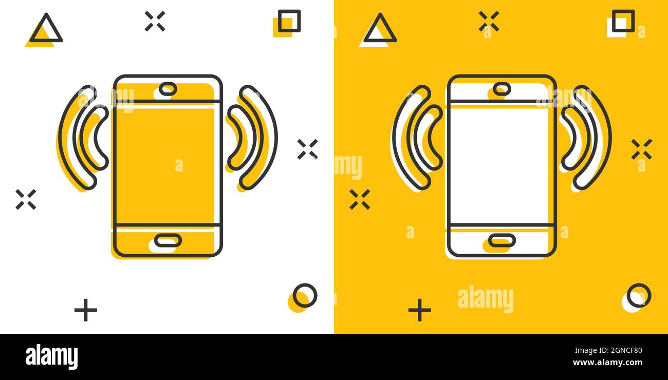 Smartphone blank screen icon in comic style. Mobile phone cartoon ...
