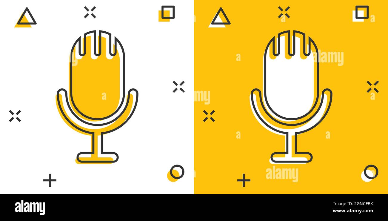 Microphone icon in comic style. Studio mike cartoon vector illustration ...