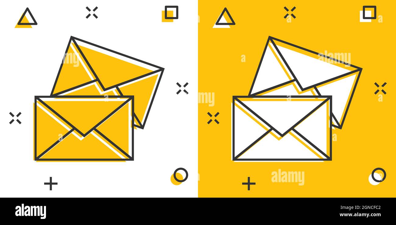Email message icon in comic style. Mail document cartoon vector ...
