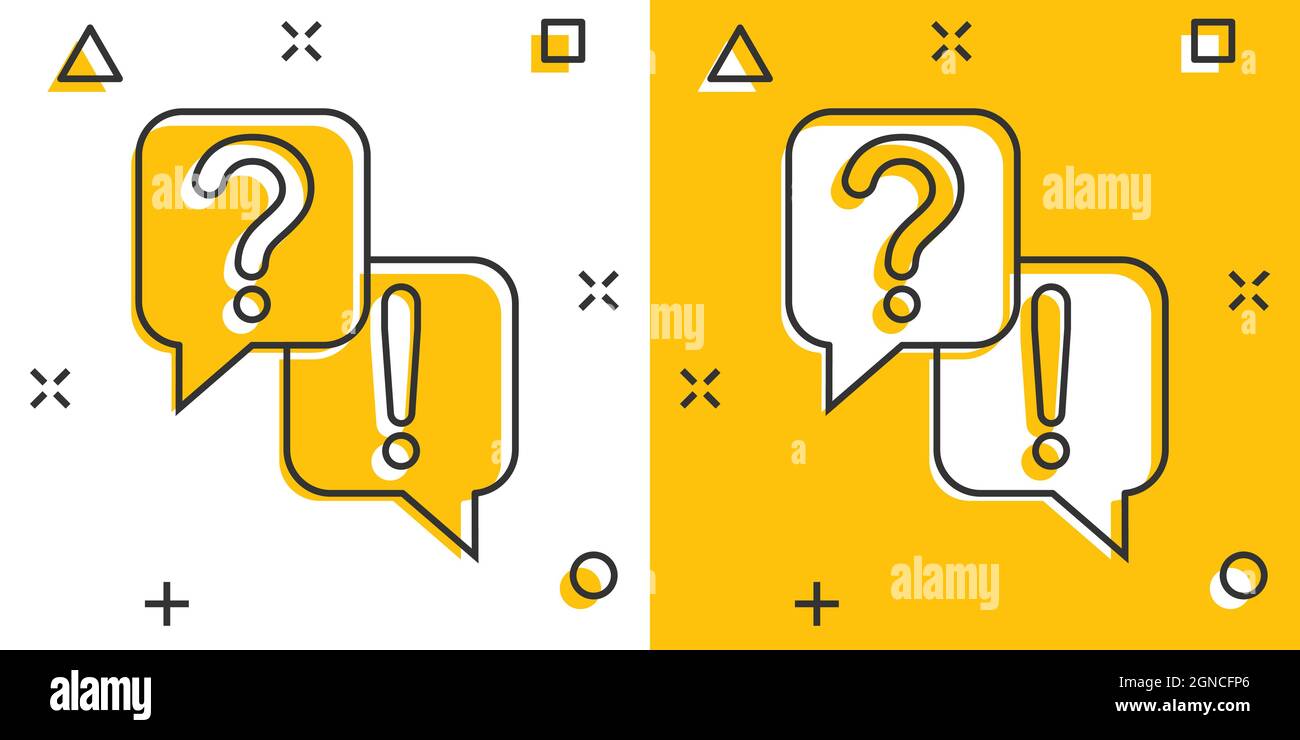 Question and answer icon in comic style. Dialog speech bubble cartoon ...