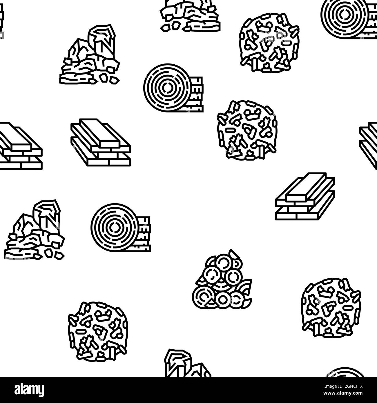 Timber Wood Industrial Production Vector Seamless Pattern Stock Vector ...