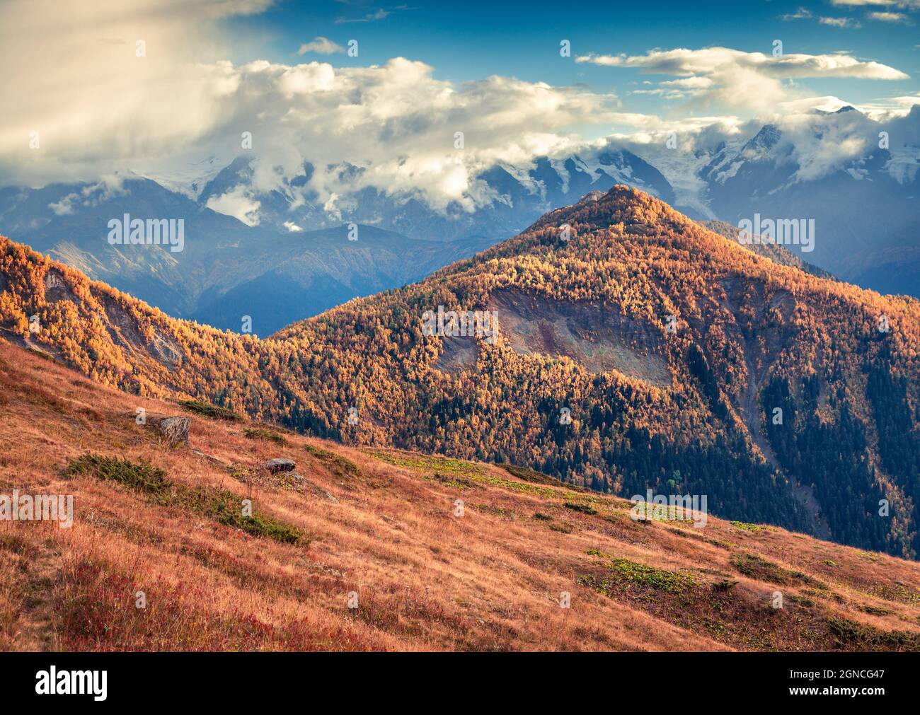 Colorful slopes in the Caucasus mountains. Beautiful outdoor scene in ...