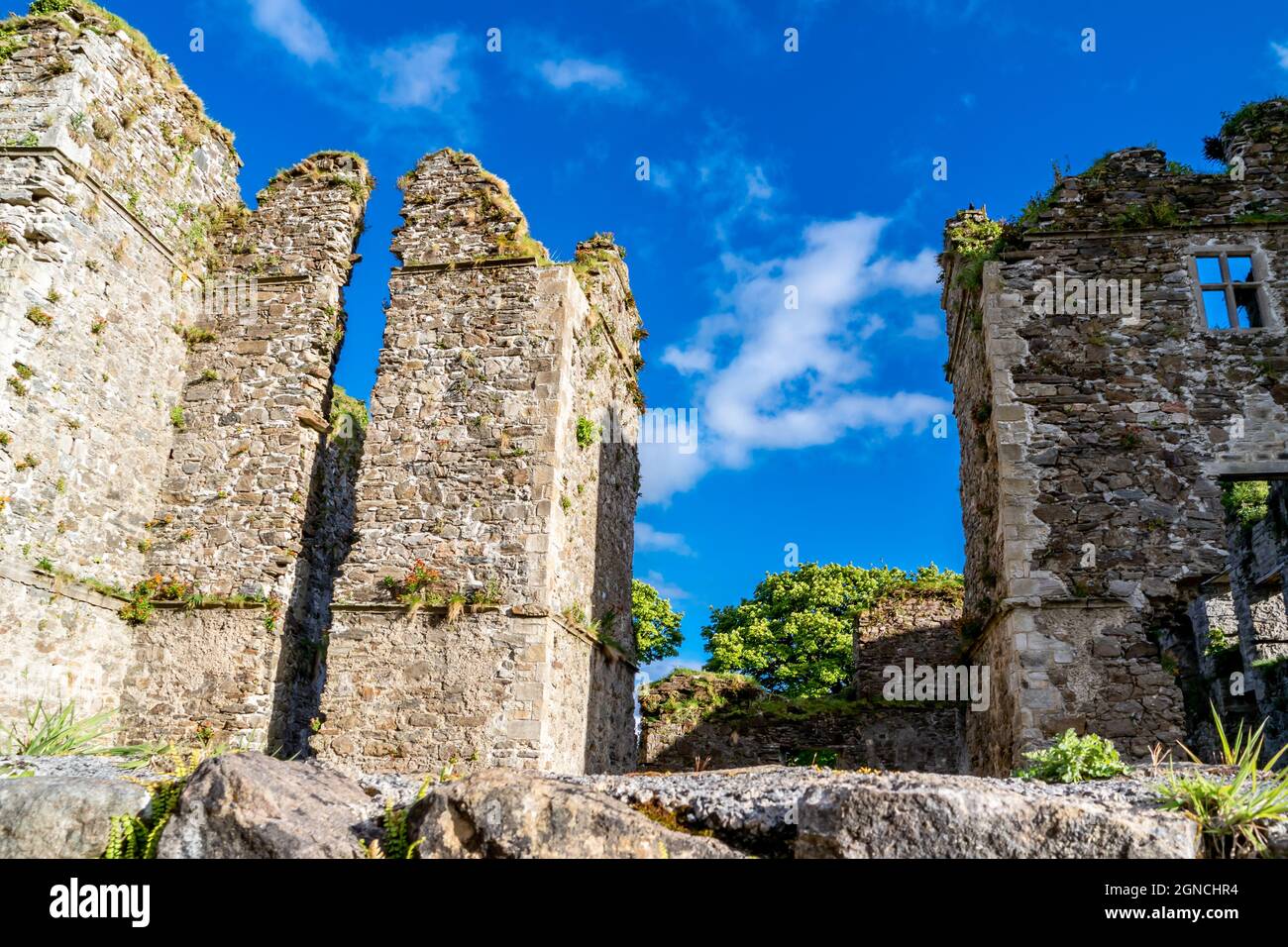 The castle ruins in Manorhamilton, erected in 1634 by Sir Frederick ...