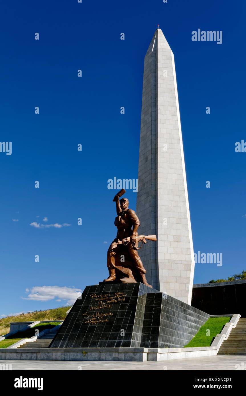 War memorial "National Heroes’ Acre" near Windhoek: Obelisk and soldier ...