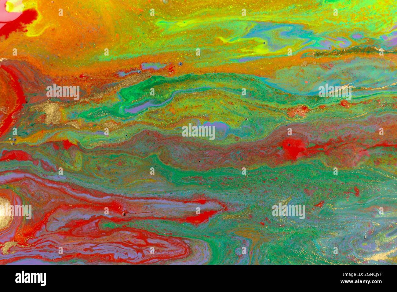 Rainbow liquid acrylic paint with gold dust texture. Stock illustration ...