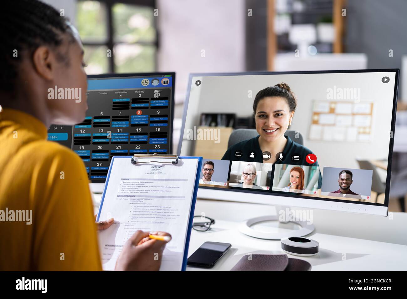 Online Video Conference Business Interview Call Or Webinar Stock Photo ...