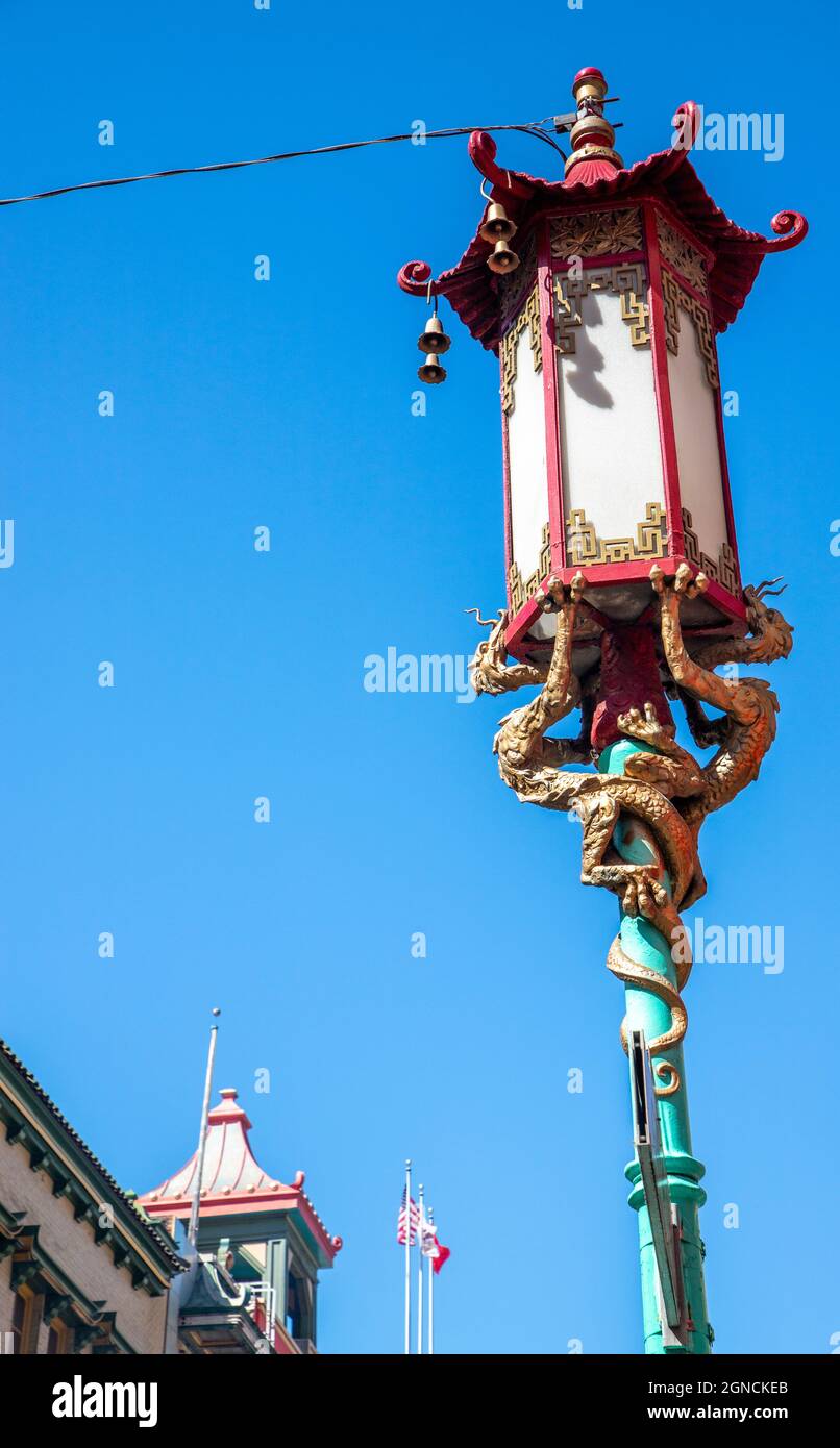 Street lights in San Francisco's Chinatown Stock Photo - Alamy