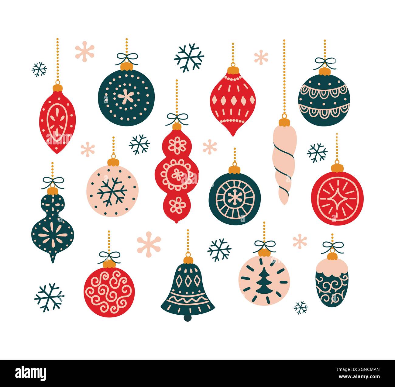 Set Christmas toys for decorating tree. Vector illustration Stock ...