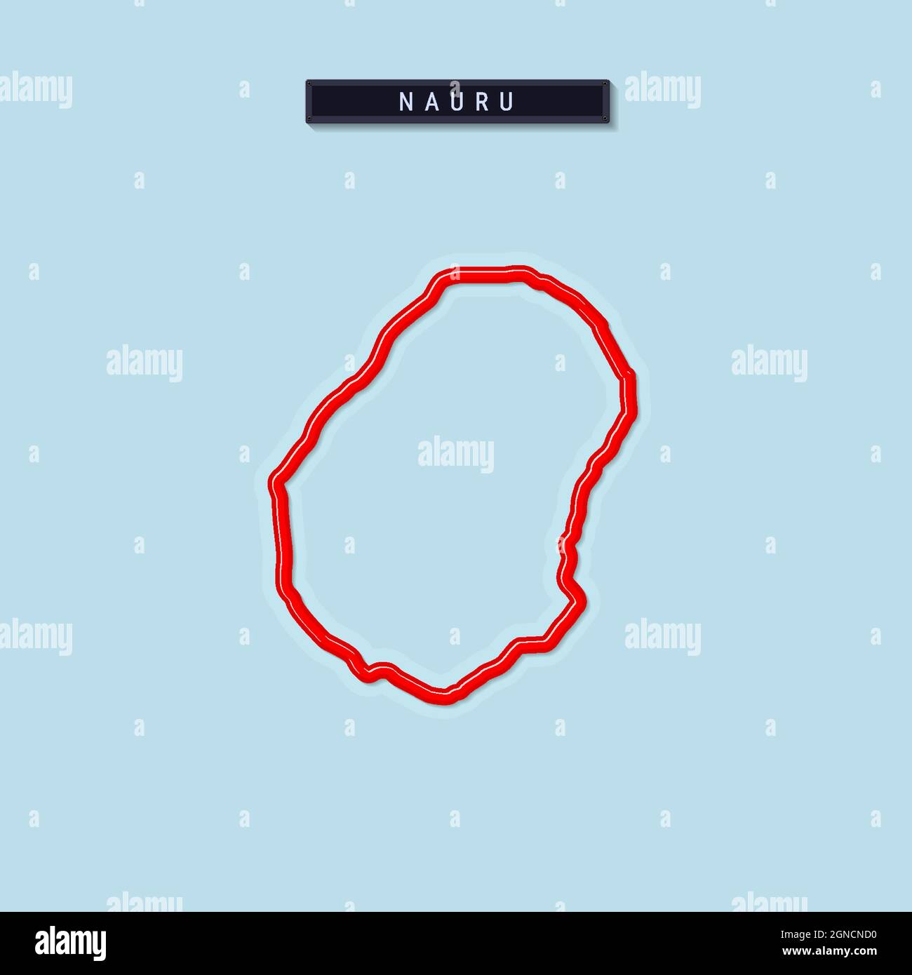 Nauru bold outline map. Glossy red border with soft shadow. Country ...