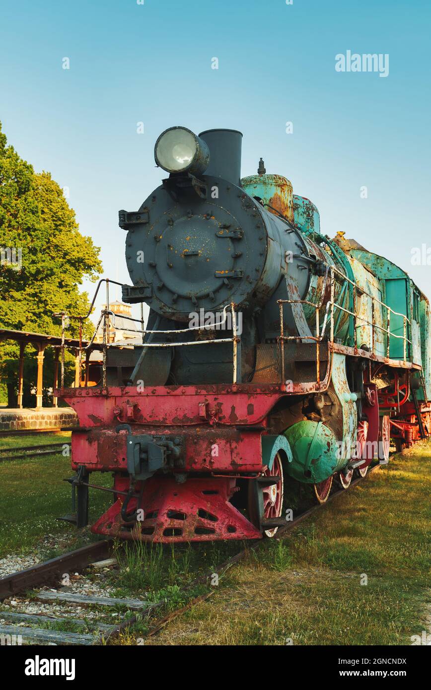 Old rusty steam locomotive in open air museum Stock Photo - Alamy