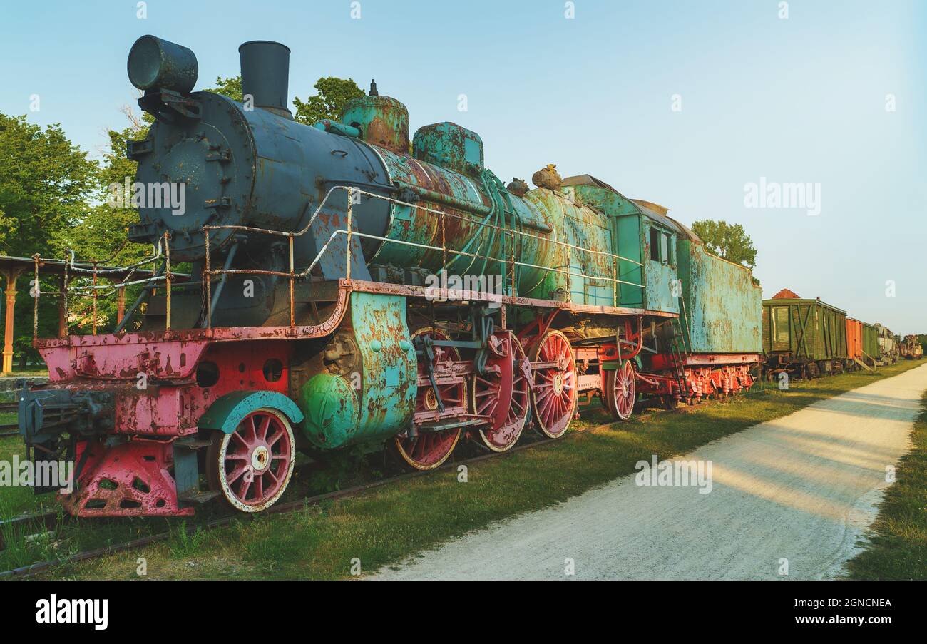 Old rusty steam locomotive in open air museum Stock Photo - Alamy
