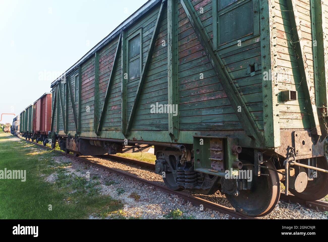 Wooden train carriage in open air museum Stock Photo - Alamy