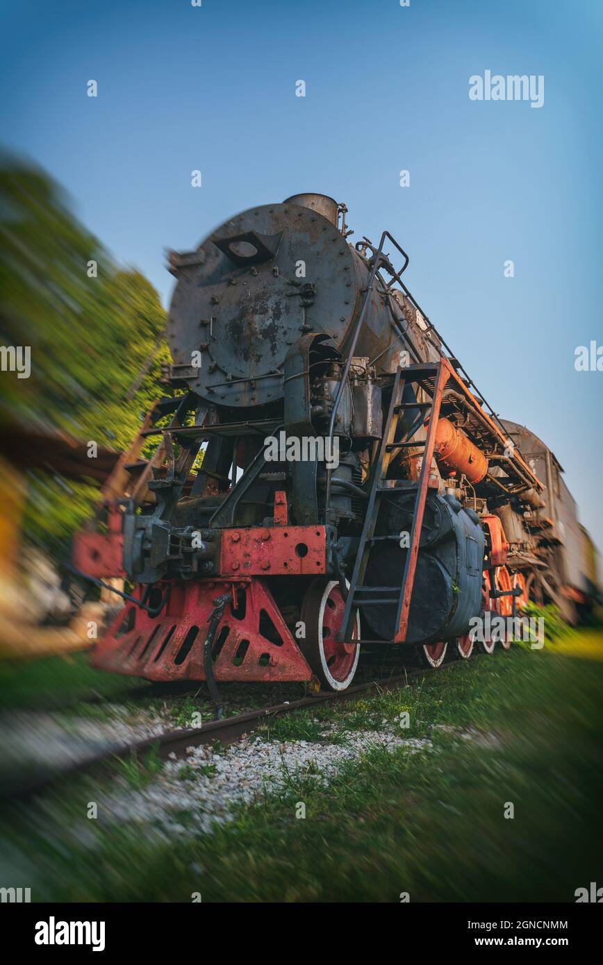 Old rusty steam locomotive in open air museum Stock Photo - Alamy