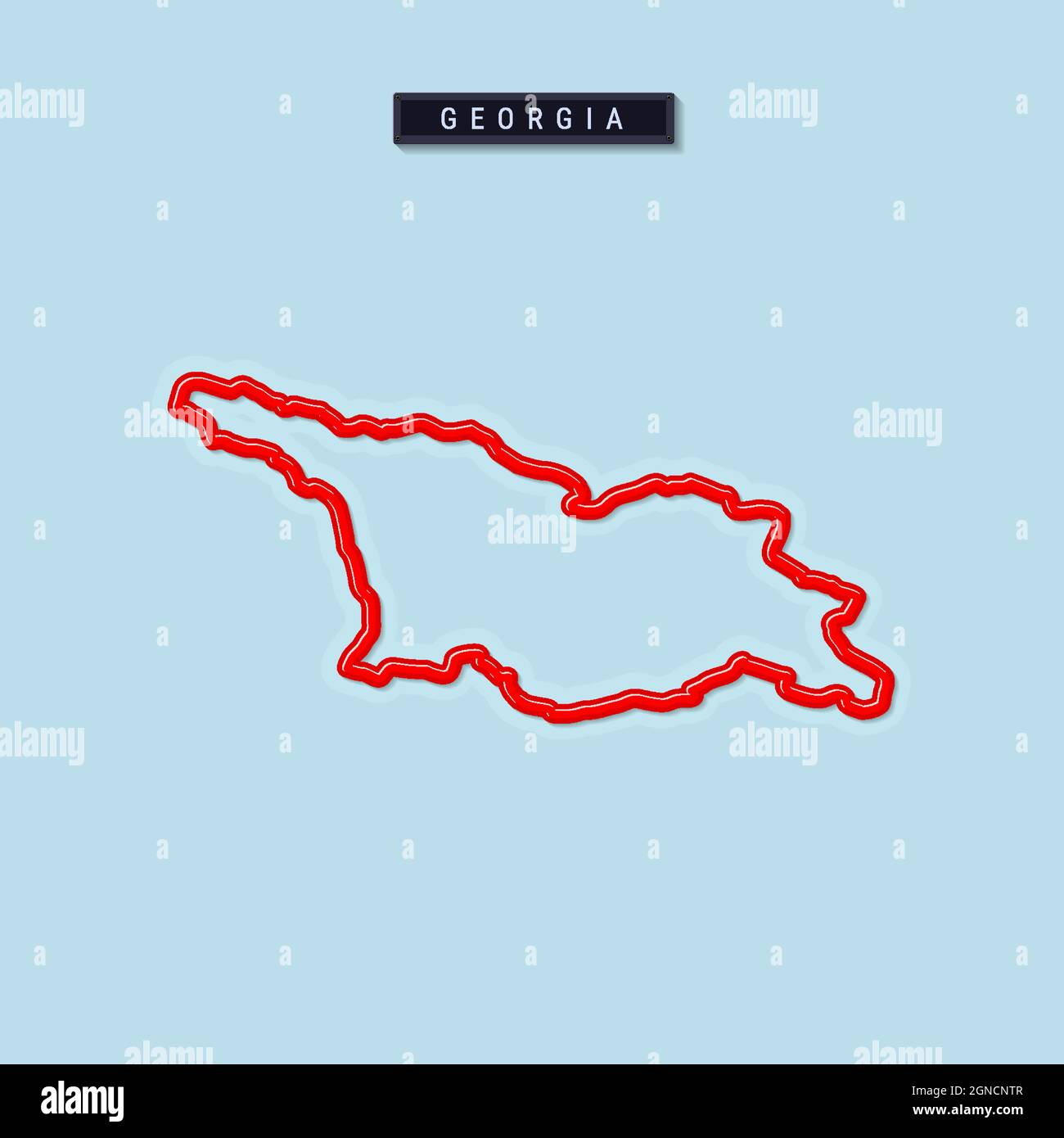 Georgia bold outline map. Glossy red border with soft shadow. Country ...