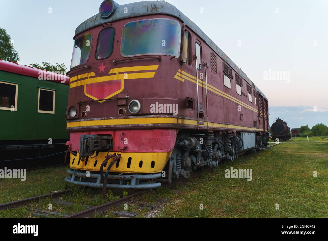Soviet diesel locomotive in open air museum Stock Photo - Alamy