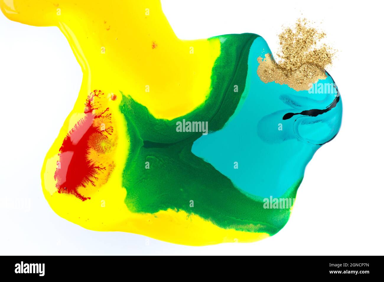 Bright macro liquid inks with gold dust. Vivid marble texture Stock ...