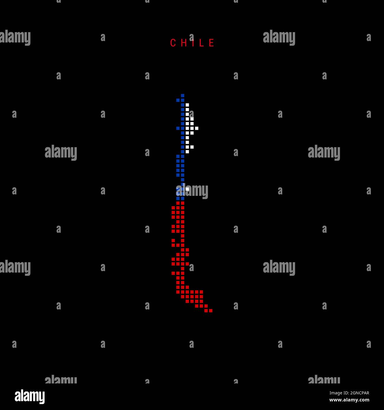 Square dots pattern map of Chile. Dotted pixel map with national flag ...