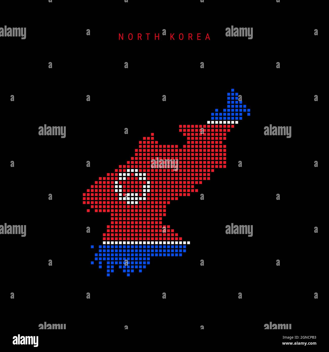 Square dots pattern map of North Korea. Dotted pixel map with national ...