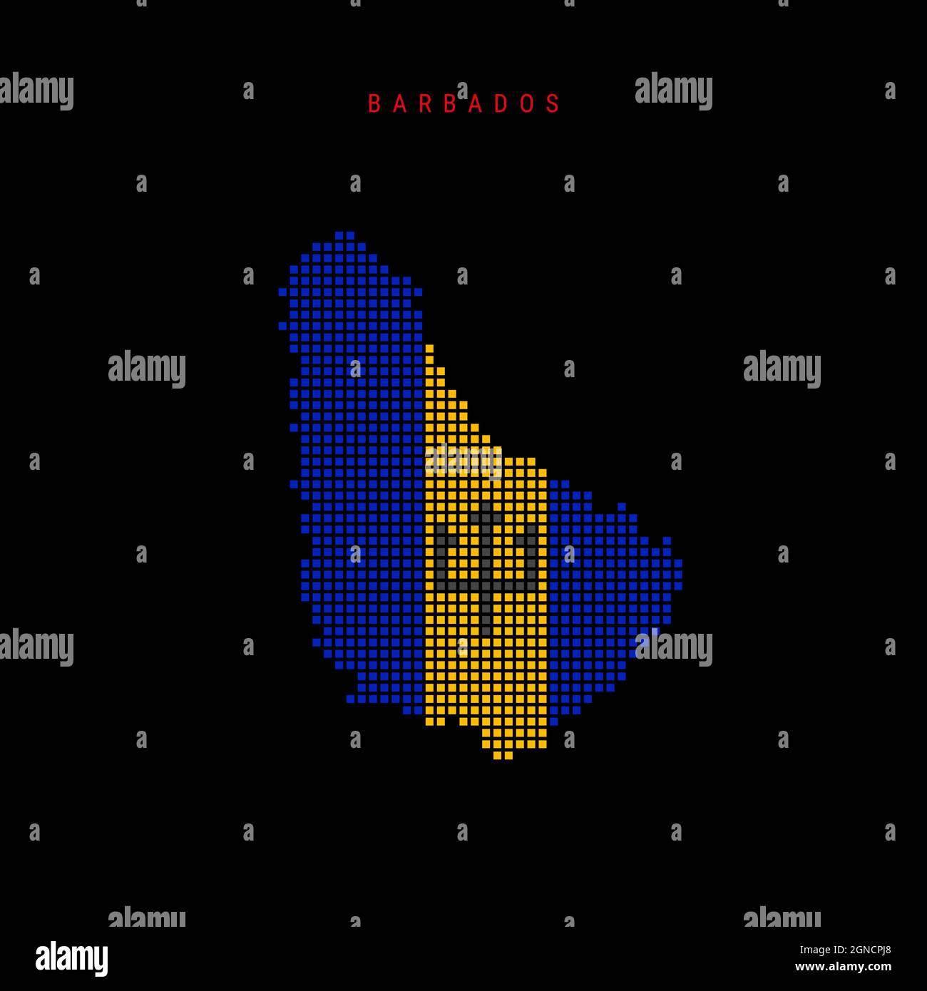 Square dots pattern map of Barbados. Dotted pixel map with national ...