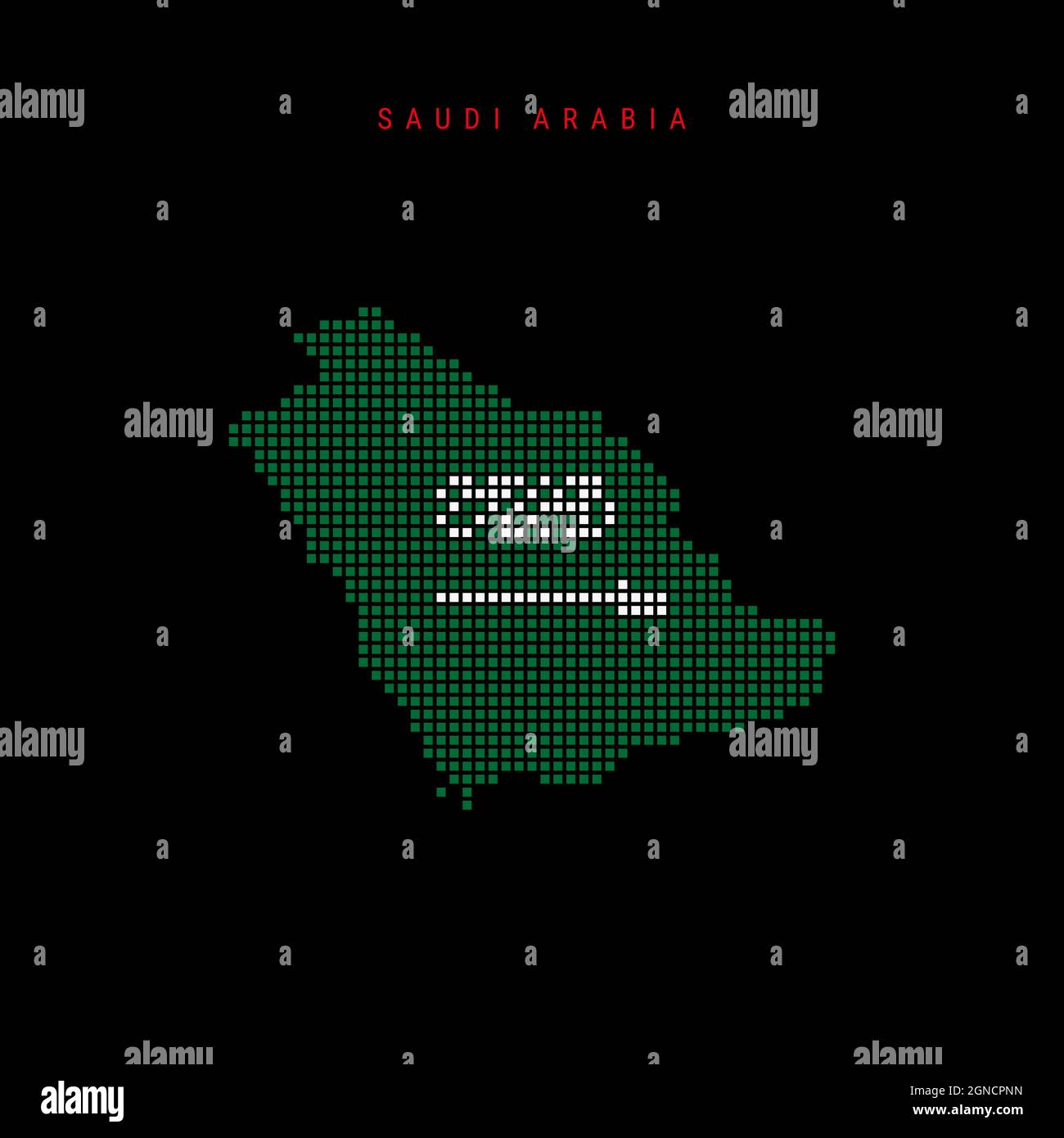 Square dots pattern map of Saudi Arabia. Dotted pixel map with national ...