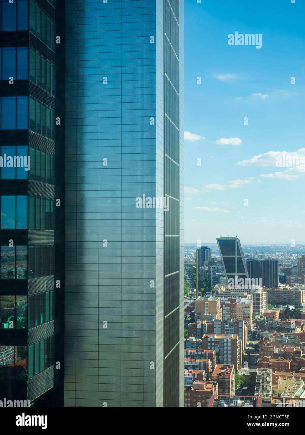 The city of Madrid seen from the window of a large skyscraper Stock ...