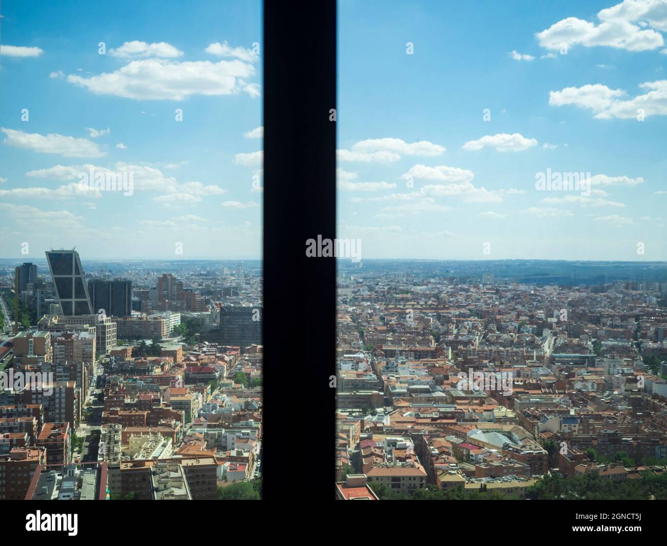 The city of Madrid seen from the window of a large skyscraper Stock ...