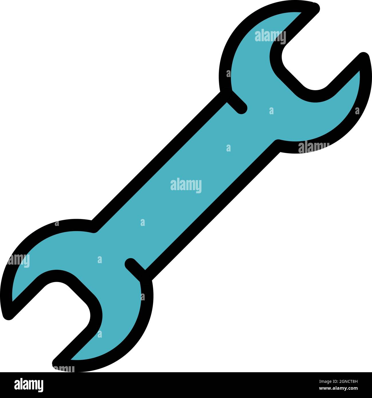 Fix wrench icon. Outline fix wrench vector icon color flat isolated ...