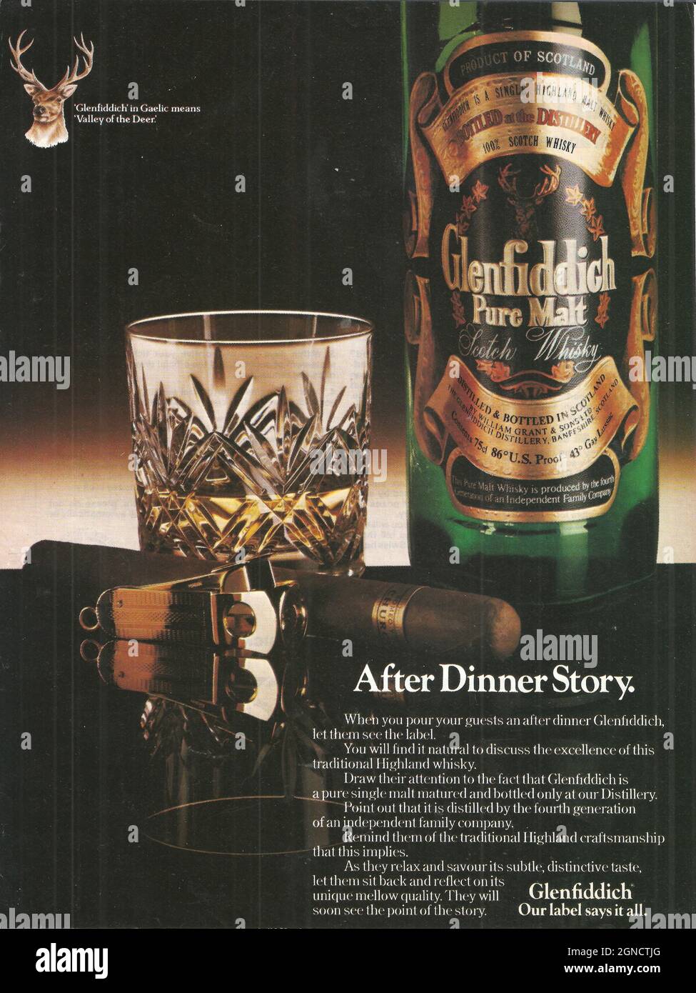 Glenfiddich pure malt premium scotch whiskey whisky vintage advert ...