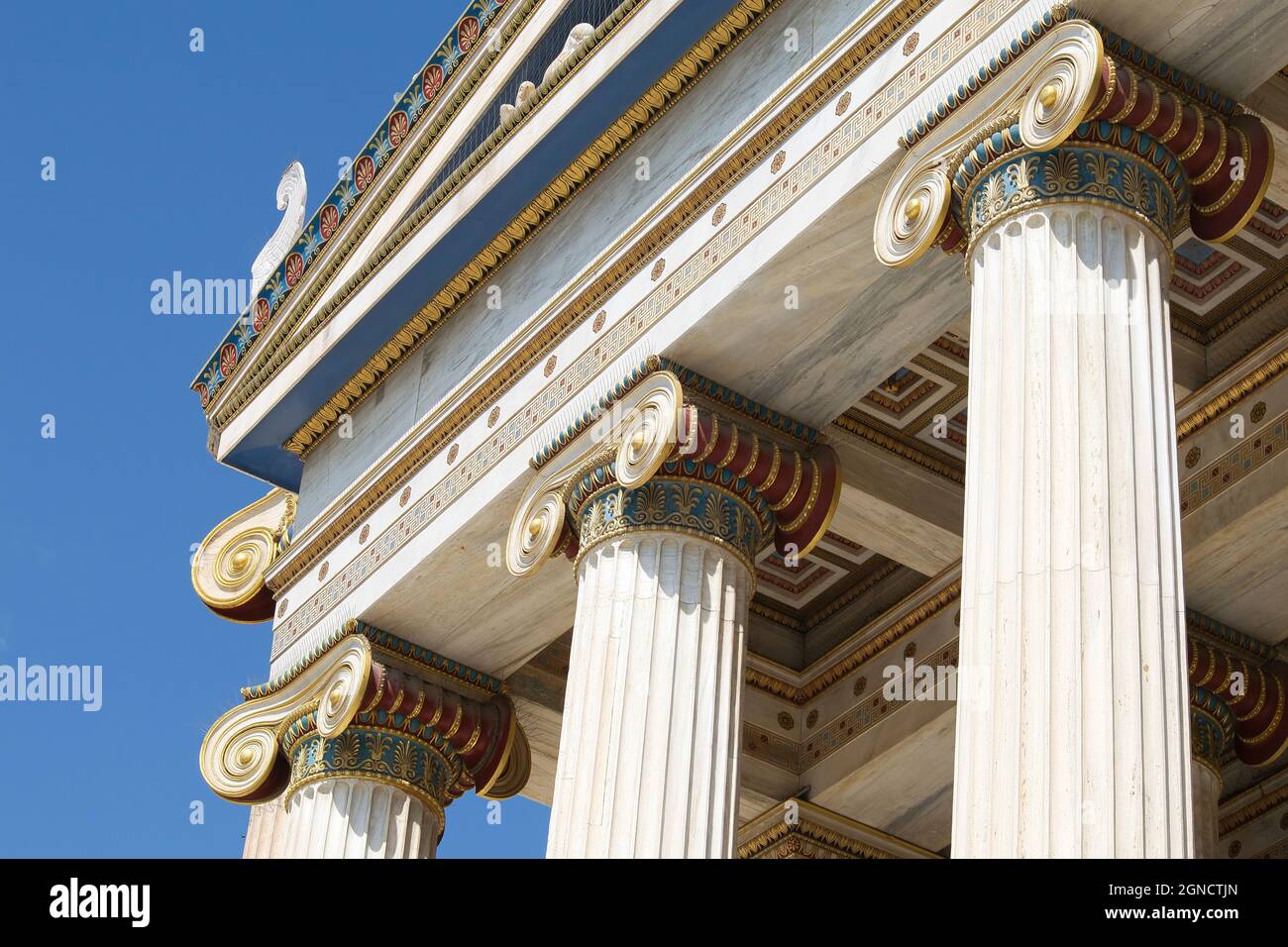 Ionic-style columns, a pediment with the central theme of the goddess ...