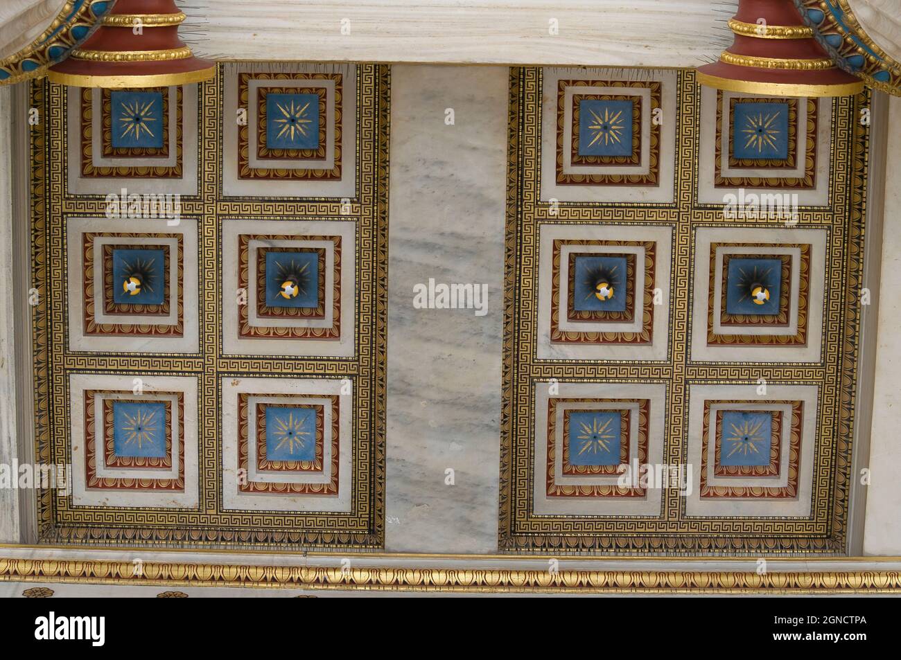 Ionic-style columns, a pediment with the central theme of the goddess ...