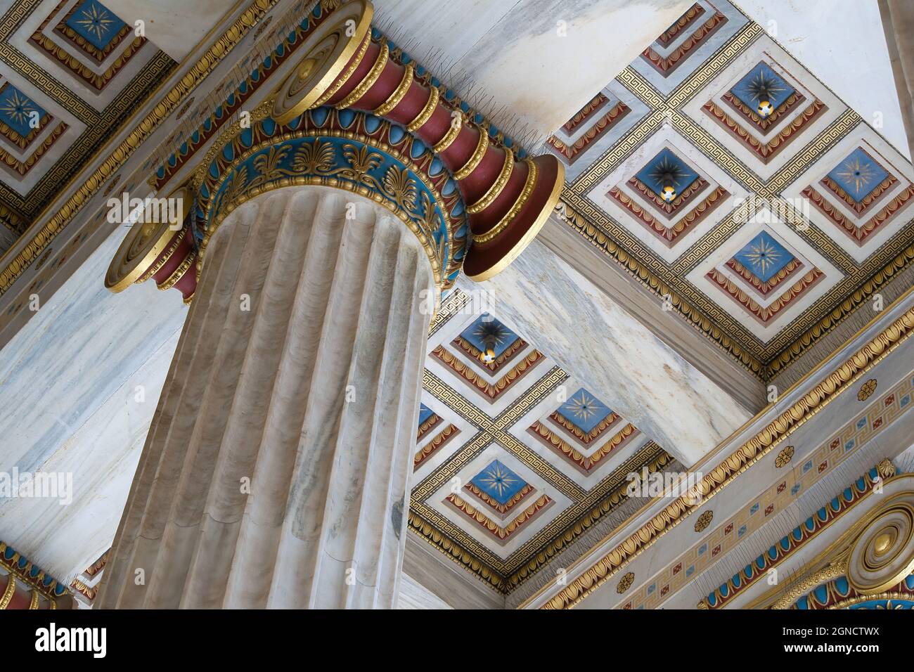 Ionic-style columns, a pediment with the central theme of the goddess ...