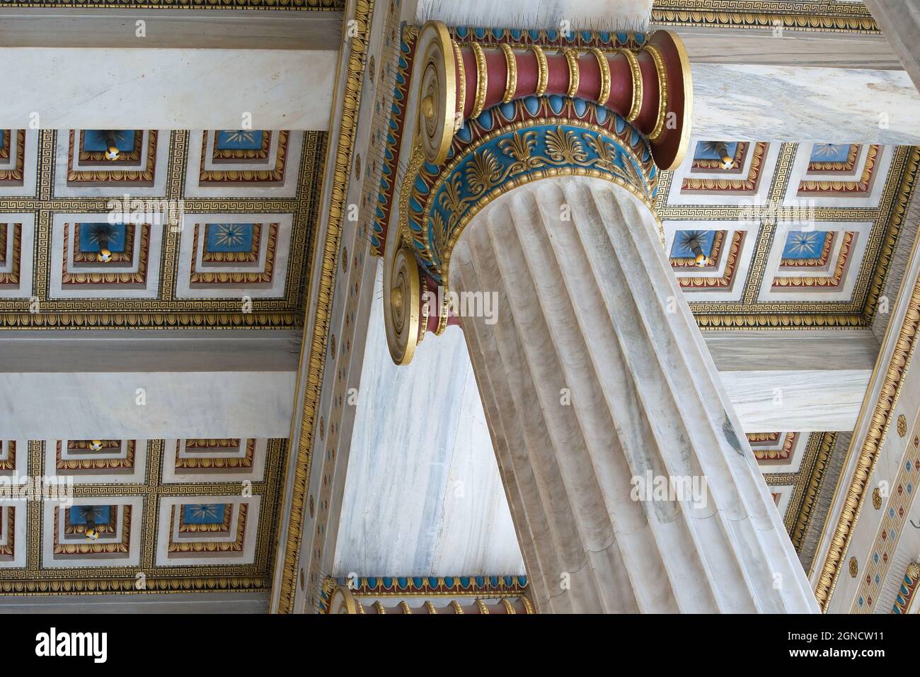 Ionic-style columns, a pediment with the central theme of the goddess ...