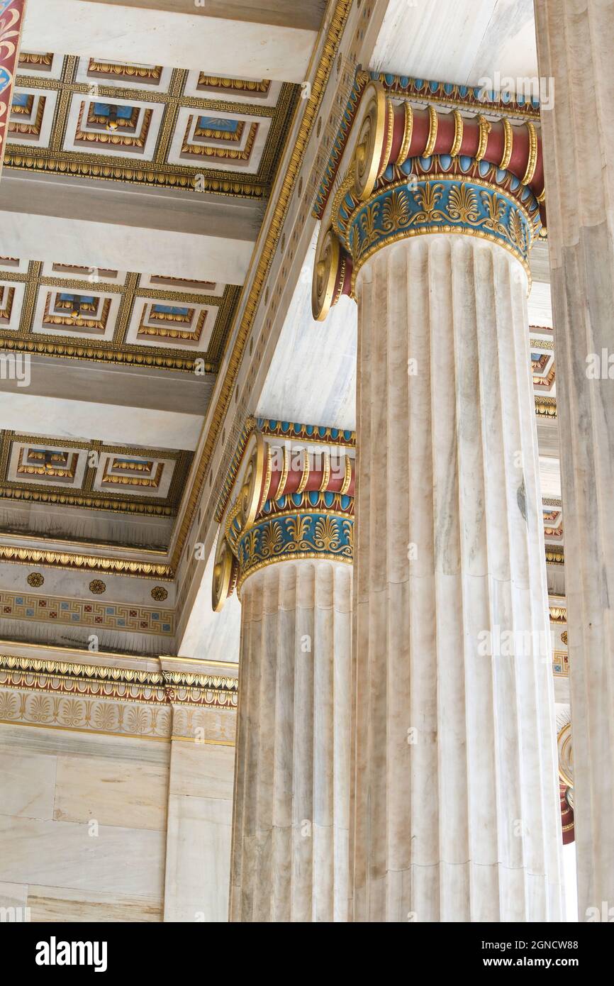 Ionic-style columns, a pediment with the central theme of the goddess ...