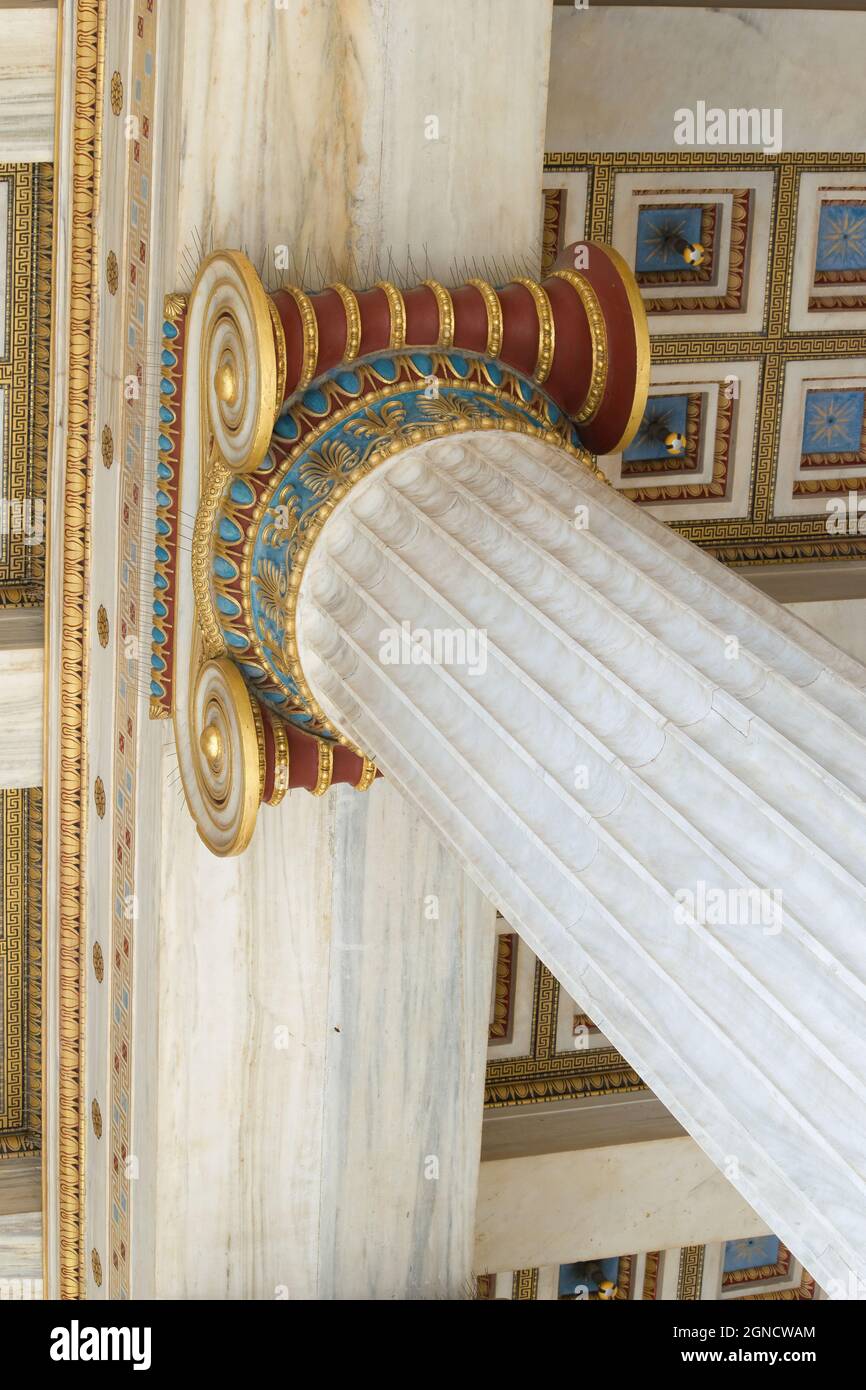 Ionic-style columns, a pediment with the central theme of the goddess ...