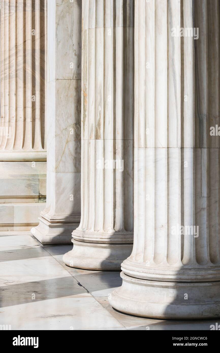 Ionic-style columns, a pediment with the central theme of the goddess ...