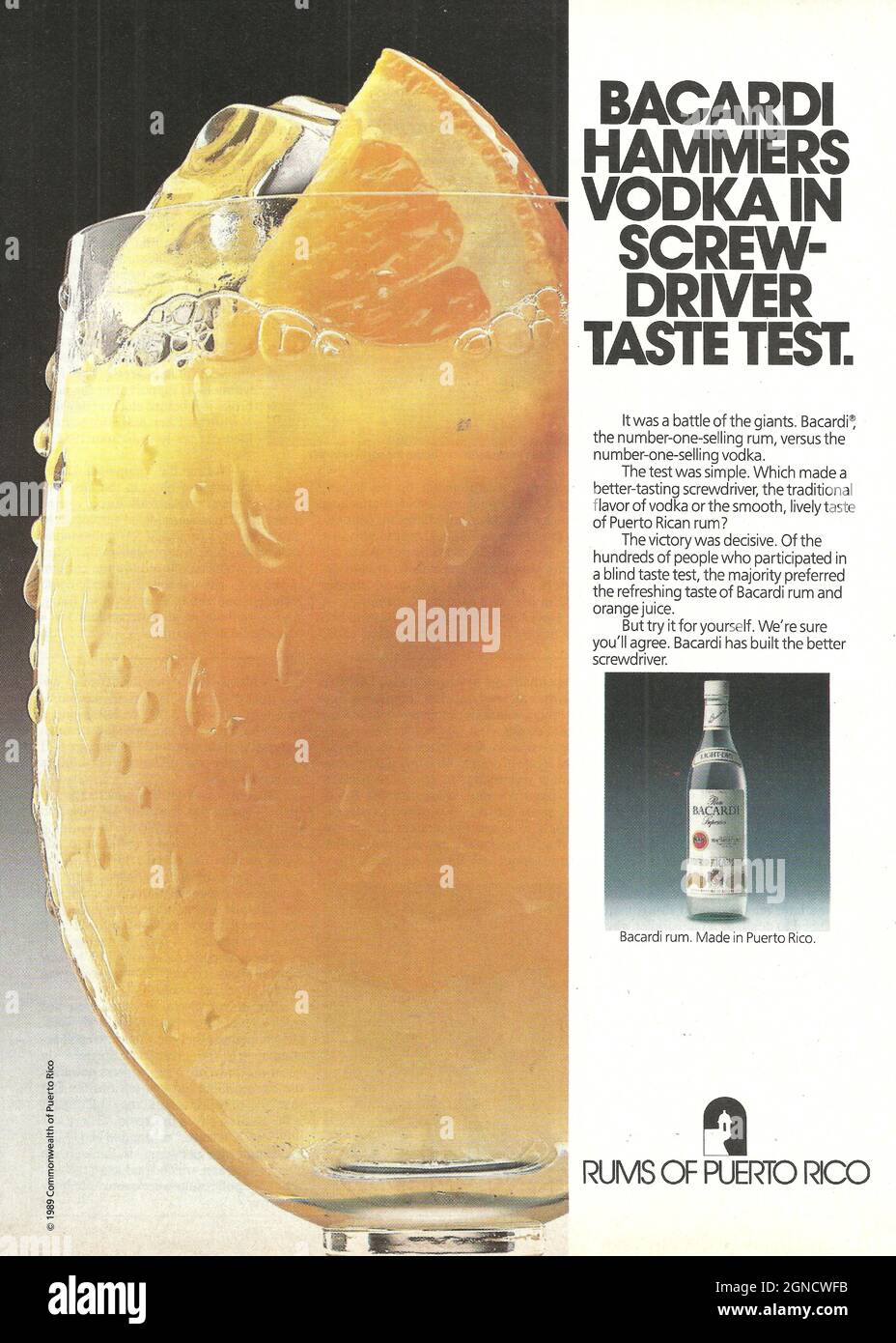 Bacardi Rum paper advertisement advert 1970s 1980s Stock Photo - Alamy