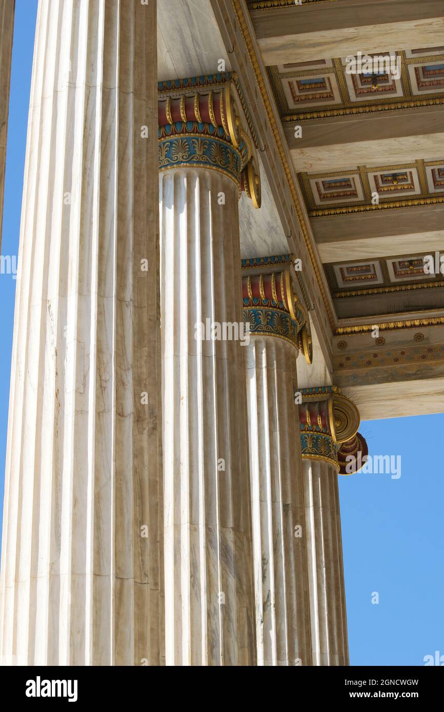 Ionic-style columns, a pediment with the central theme of the goddess ...