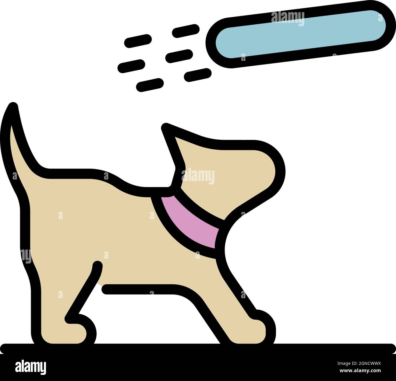 Dog catch flying plate icon. Outline dog catch flying plate vector icon ...