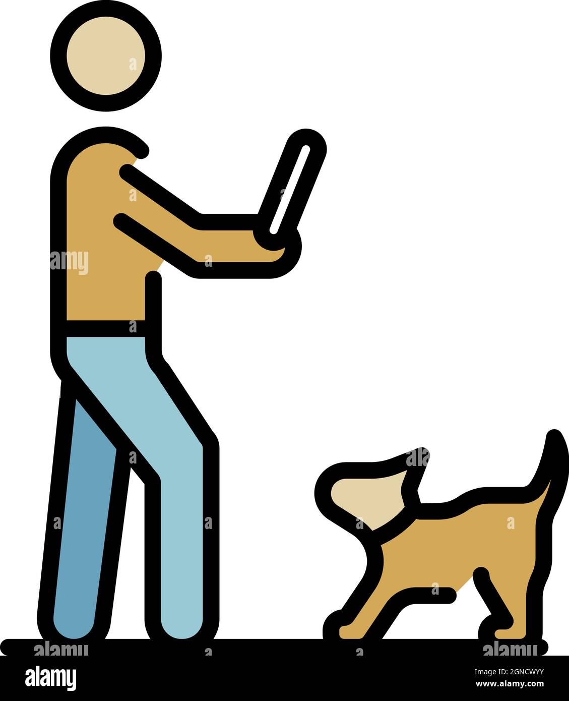 Dog waiting wood stick icon. Outline dog waiting wood stick vector icon ...