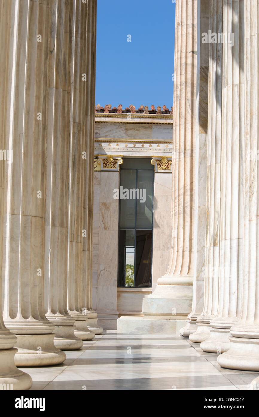 Ionic-style columns, a pediment with the central theme of the goddess ...